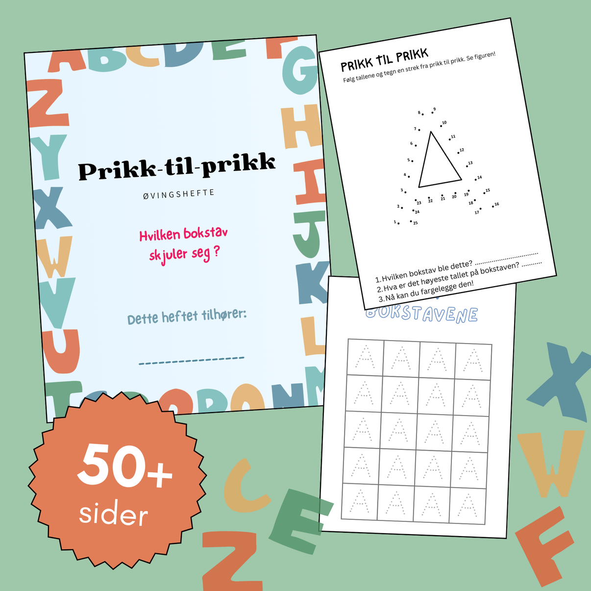 Prikk til prikk - øvingshefte bokstaver ️ – Kreatid.